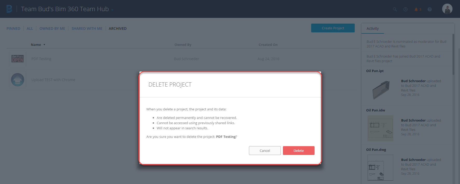 TIP: How to Archive and or Delete Projects in A360 - Autodesk Community