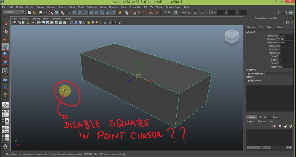 As disabling the square of the mouse cursor in mode rotate, scale and ...