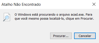 Erro Autocad 2017 - Windows is looking for the file acad.exe ...