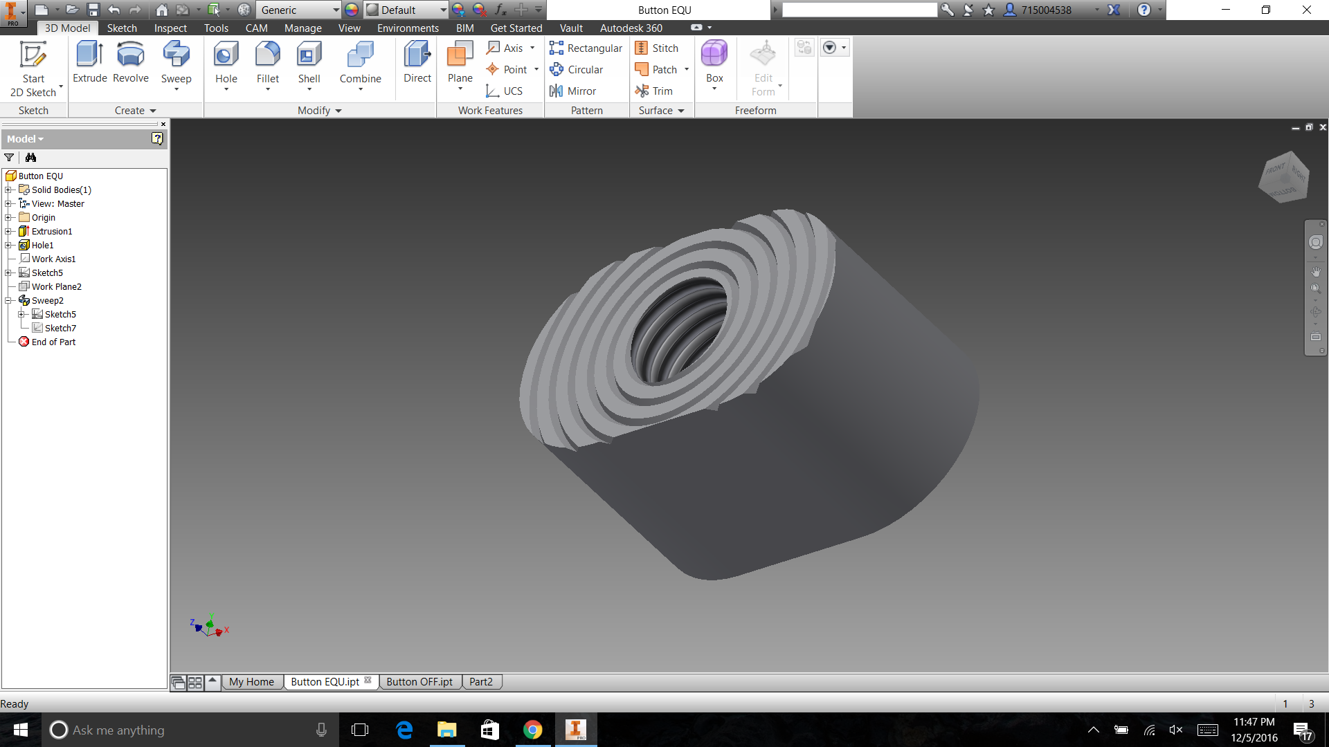 Need a tighter spiral path for swept cut. - Autodesk Community