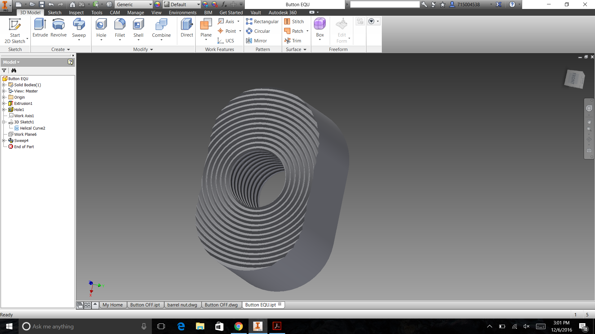 Need a tighter spiral path for swept cut. - Autodesk Community