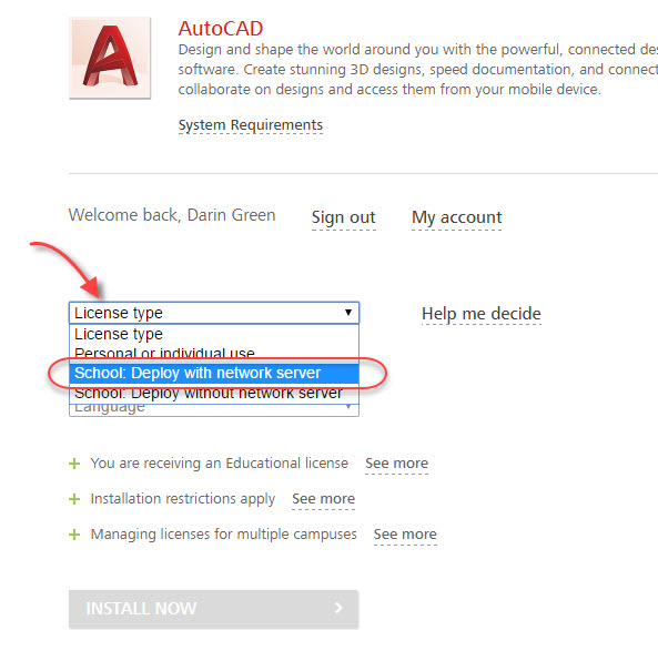 Licensing of my AutoCAD 2015 for educational institution - Autodesk ...
