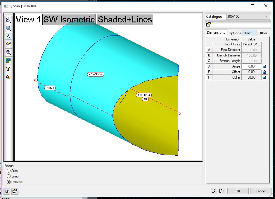 Create a bracnch using design line with pipe intersecting pipe ...