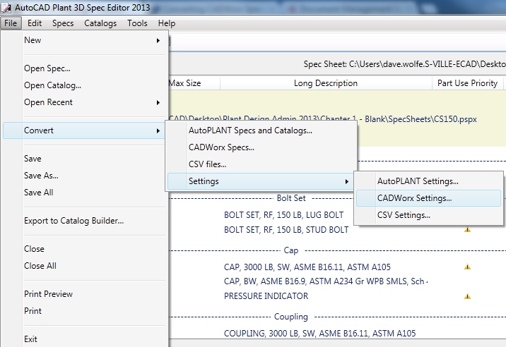 Solved: Plant 3D Specs info plus conversion from CadWorx - Autodesk ...