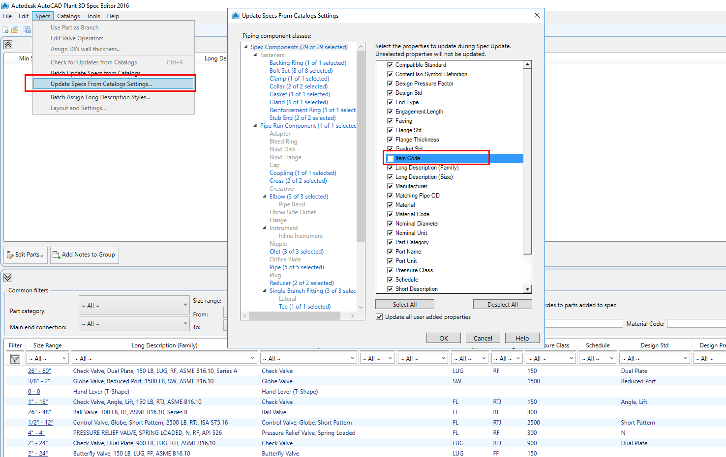 Solved: Item Code Numbers in Pipe Specs - Autodesk Community