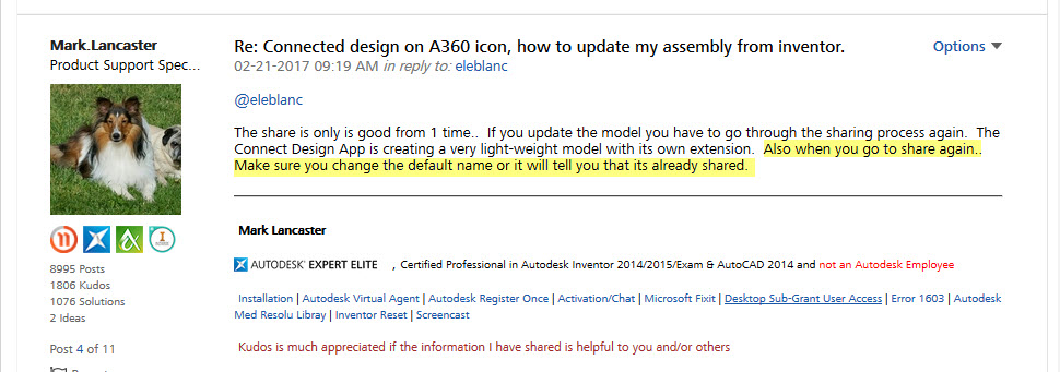 Connected design on A360 icon, how to update my assembly from inventor ...