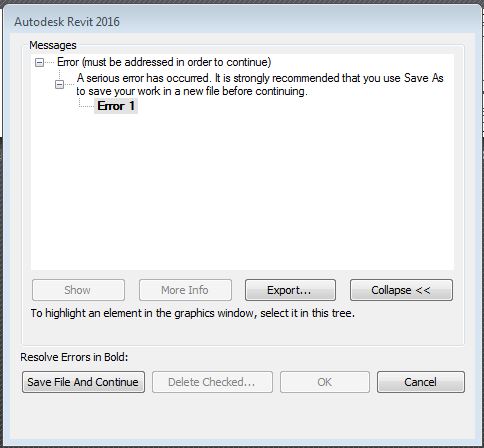 Error 1 in Revit 2016 - Autodesk Community