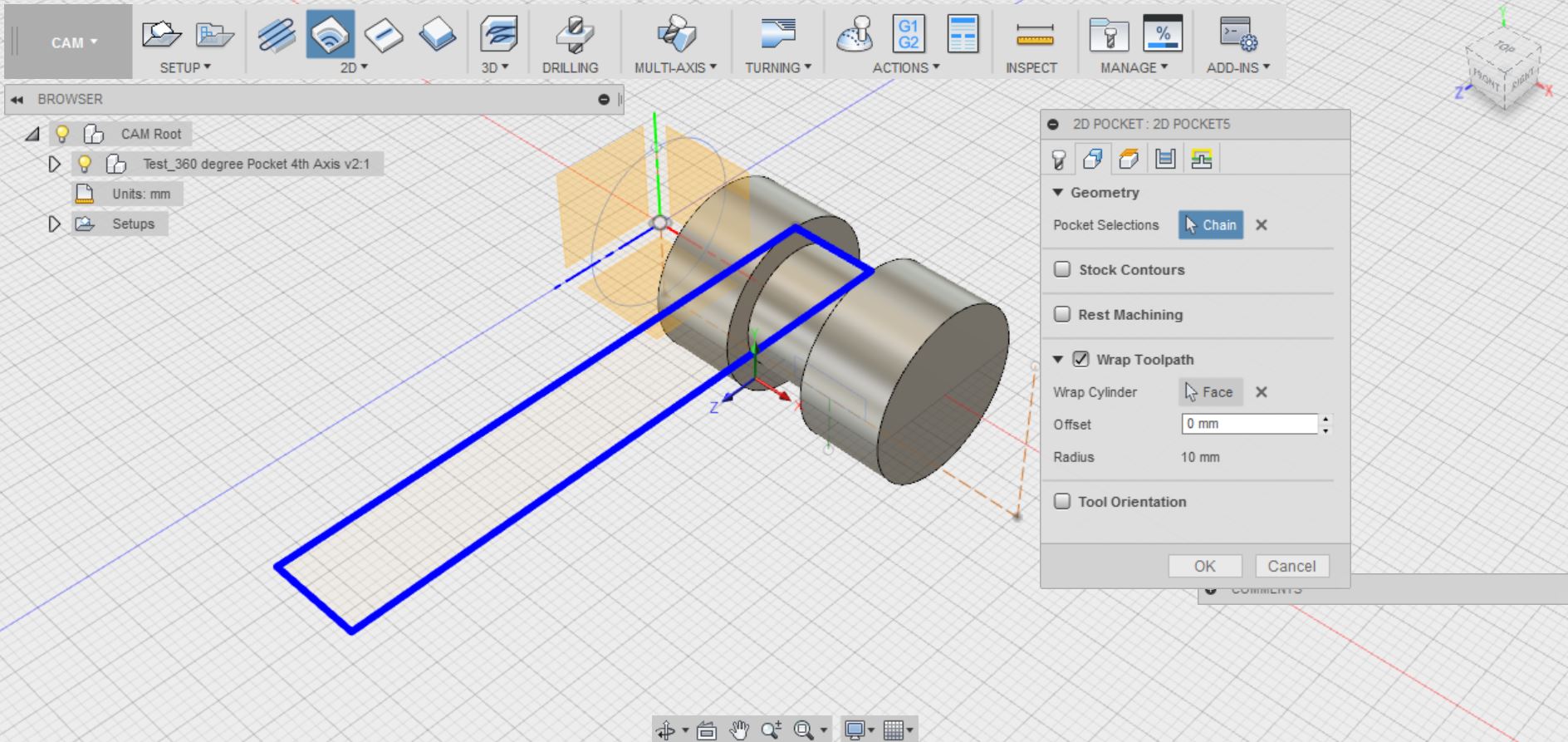 Solved: 4th AXIS- mill a 360 degree „pocket“ - beginner question - Autodesk Community