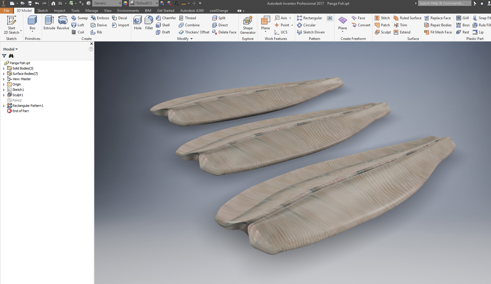 Freeform To Sketch to design a fish fillet - Autodesk Community