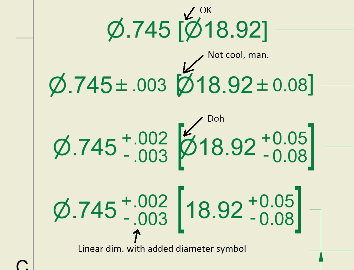 Solved: Dimensions with Alternate Units, Diameter Symbol, and Tolerance (2016) - Autodesk Community