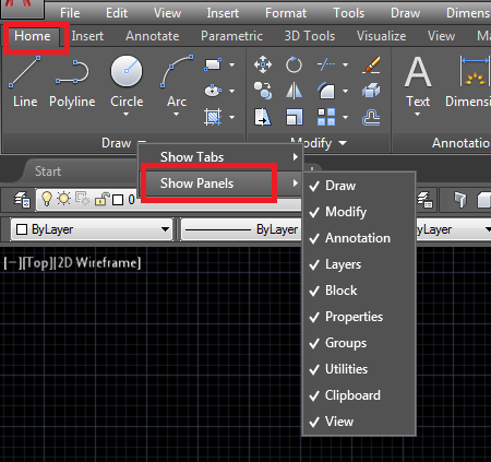 Solved: Remove panels from Home 2D ribbon bar - Autodesk Community