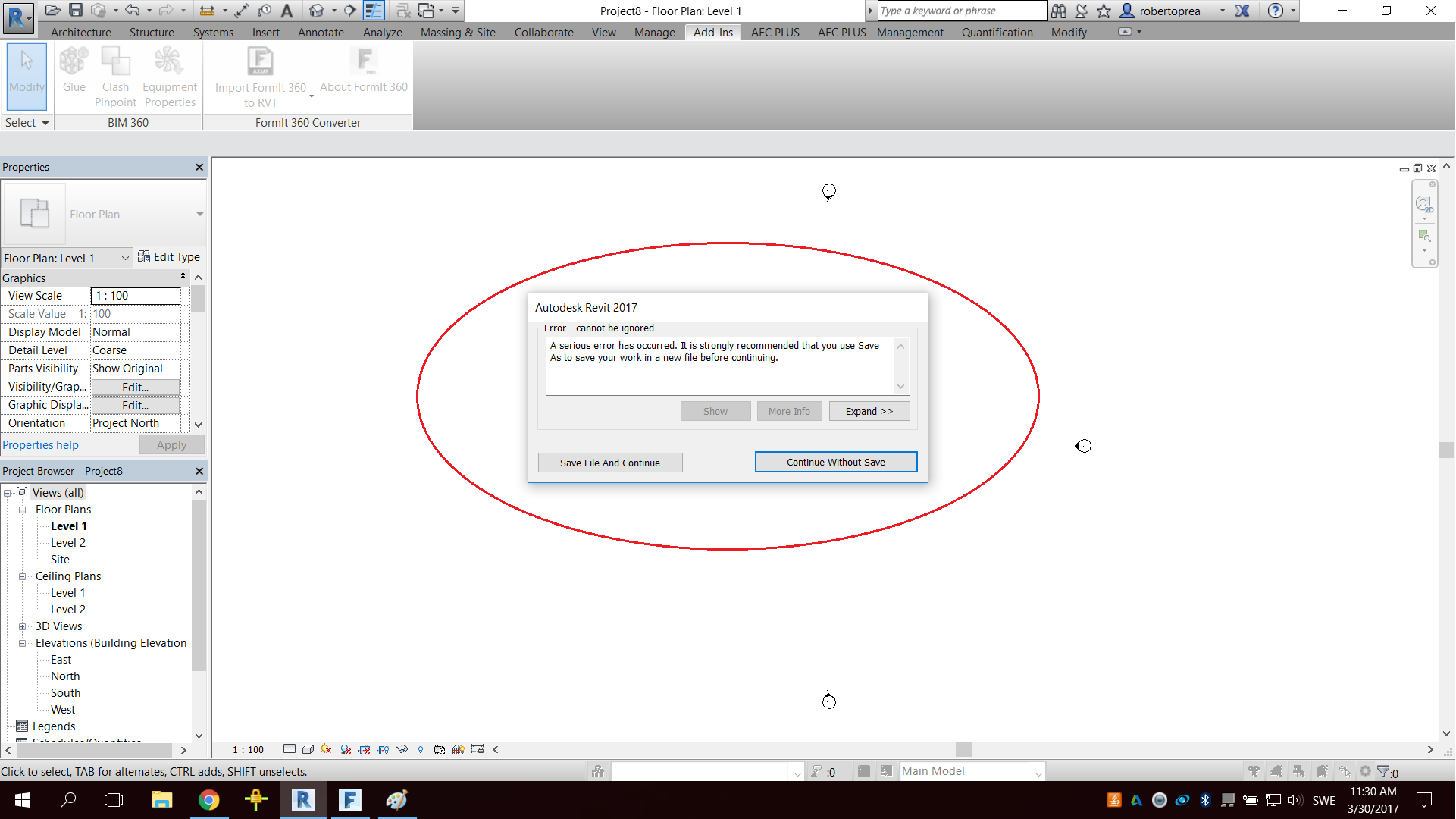 Solved: When trying to import from Formit to Revit I get this wrong message (See image ...