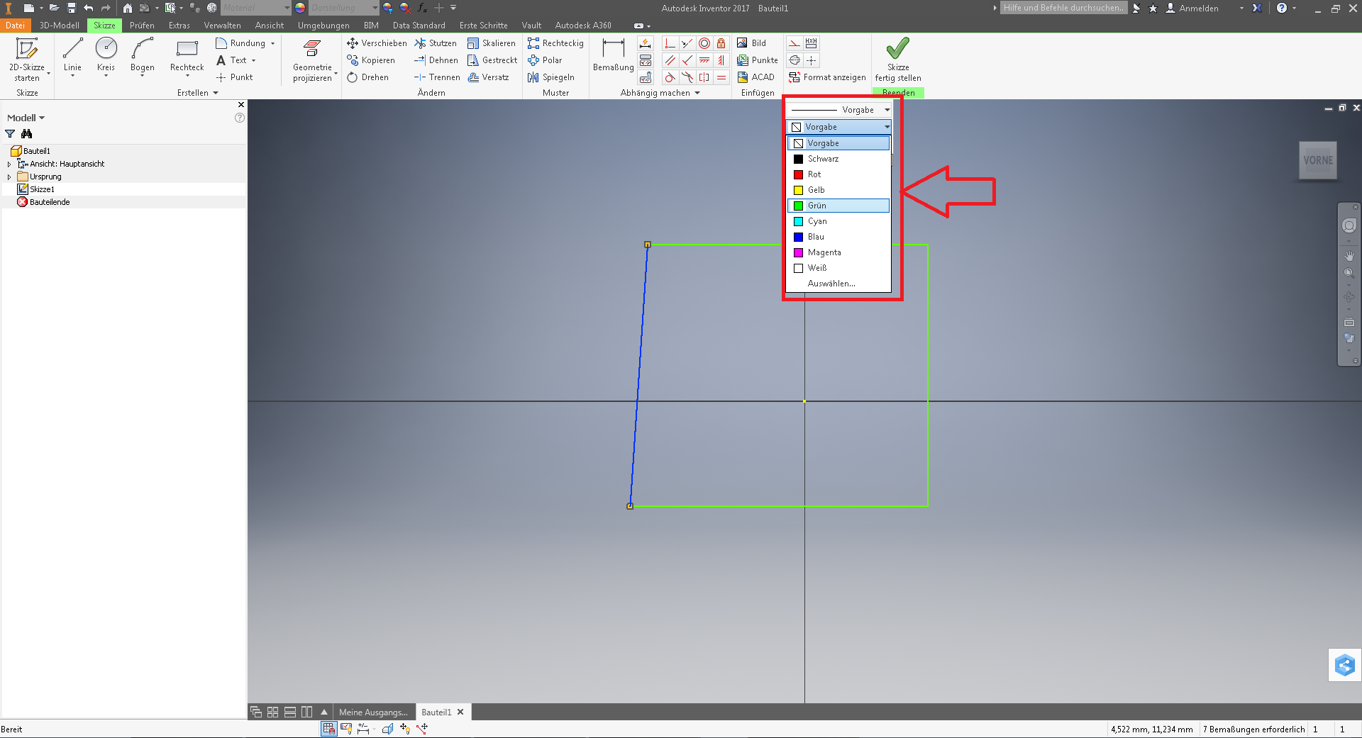Change color for geometry sketch lines or add new colors in list ...