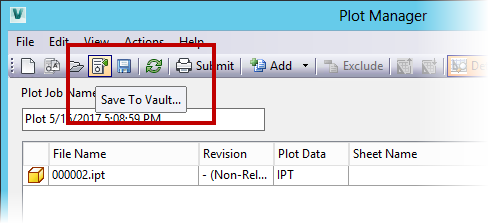 Vault Plotmanager - Add Save to Vault as a default toolbar item ...