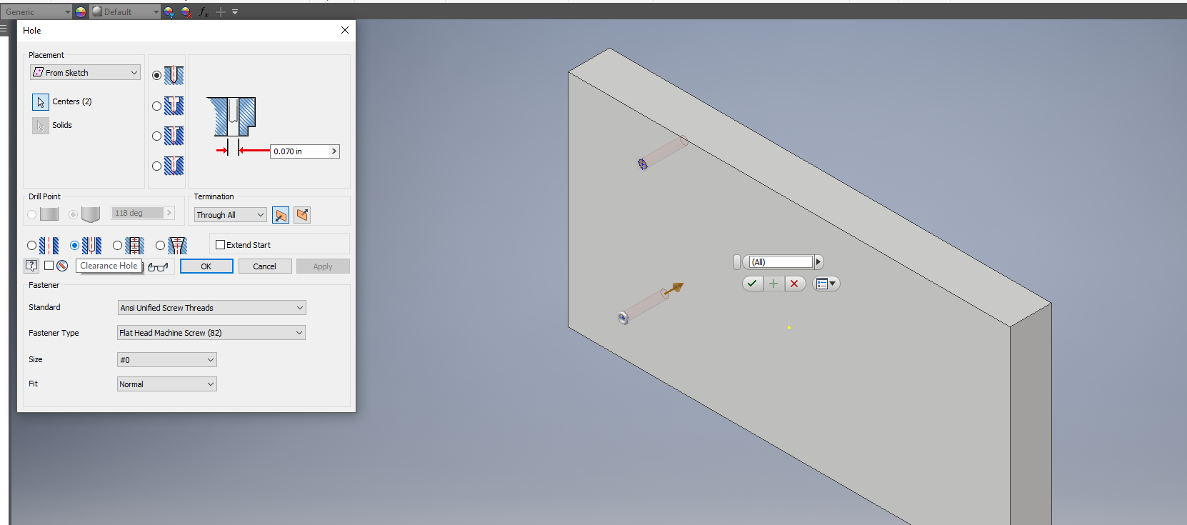 Solved: Clearance hole based on fastener - Autodesk Community