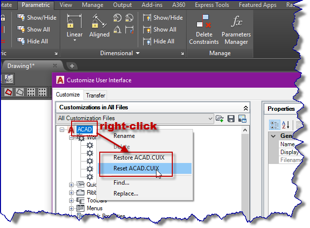 Solved: 2018 - missing commands in parametric ribbon dimension panel - Autodesk Community
