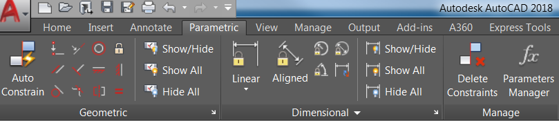 Solved: 2018 - missing commands in parametric ribbon dimension panel - Autodesk Community