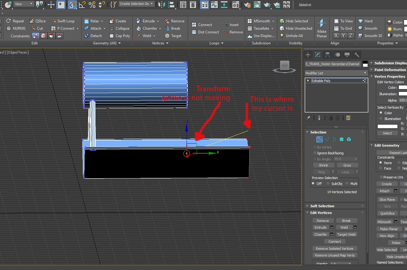 In sub-object mode, Transform gizmo not moving with sub-object ...