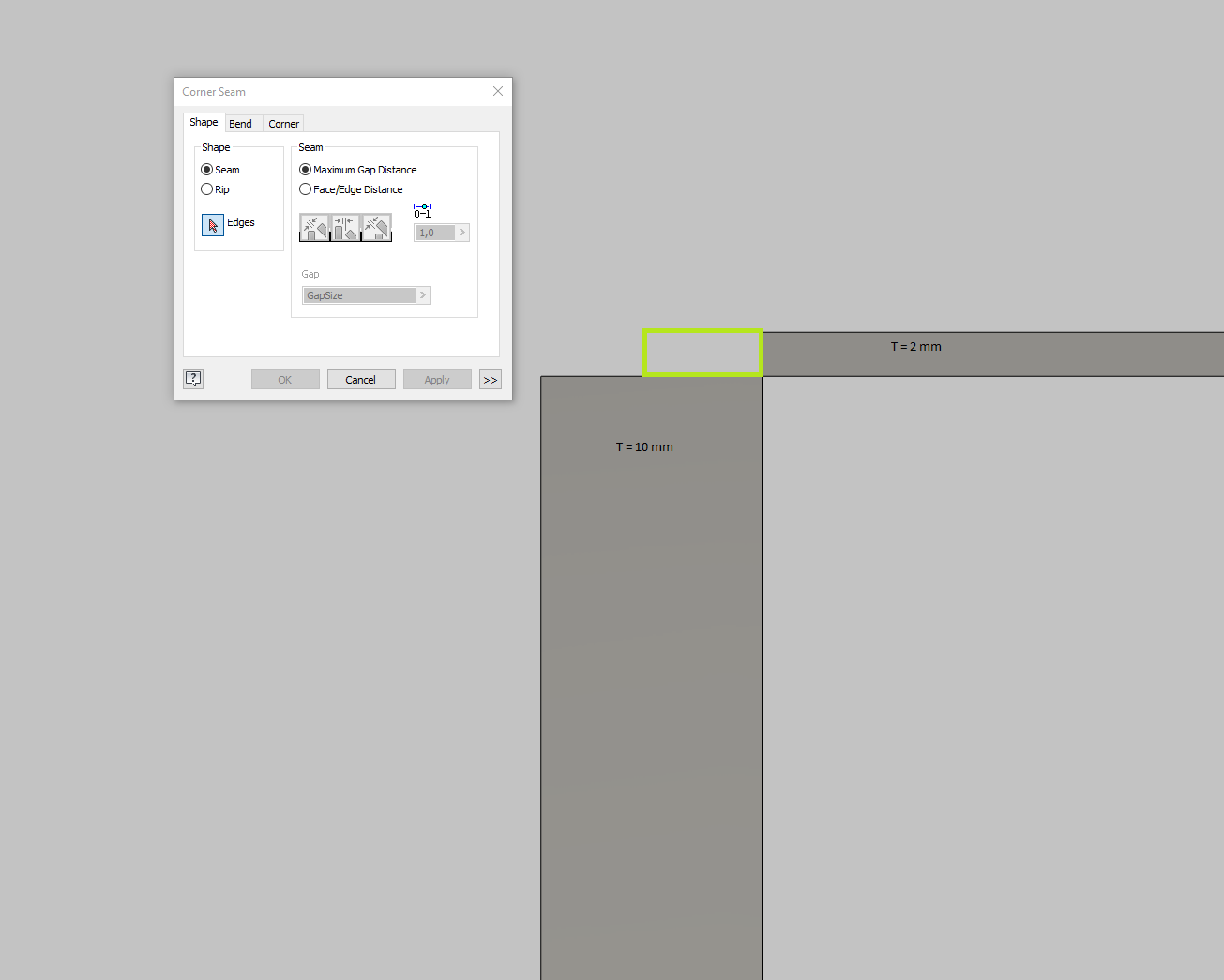 Suggestion: Corner seam between two different sheet metal styles - Autodesk Community