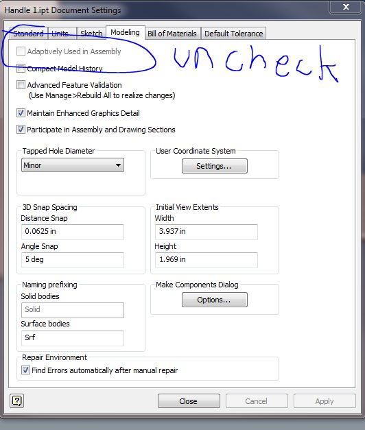 Solved: Cannot make part adaptive - Autodesk Community