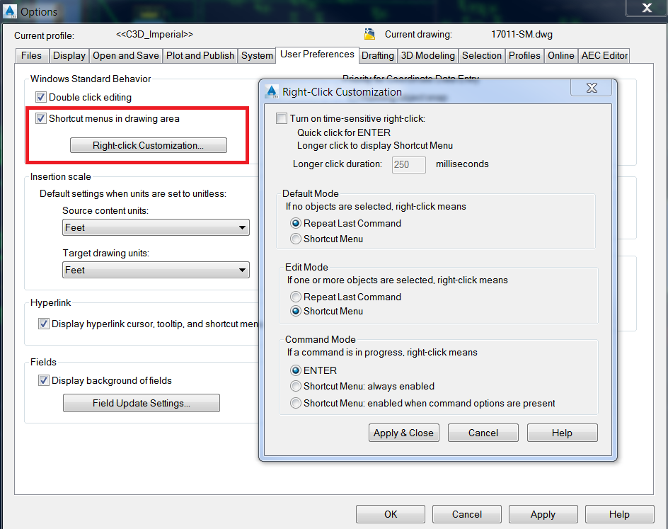 Short Cut Menus, Right Click Customization - Autodesk Community