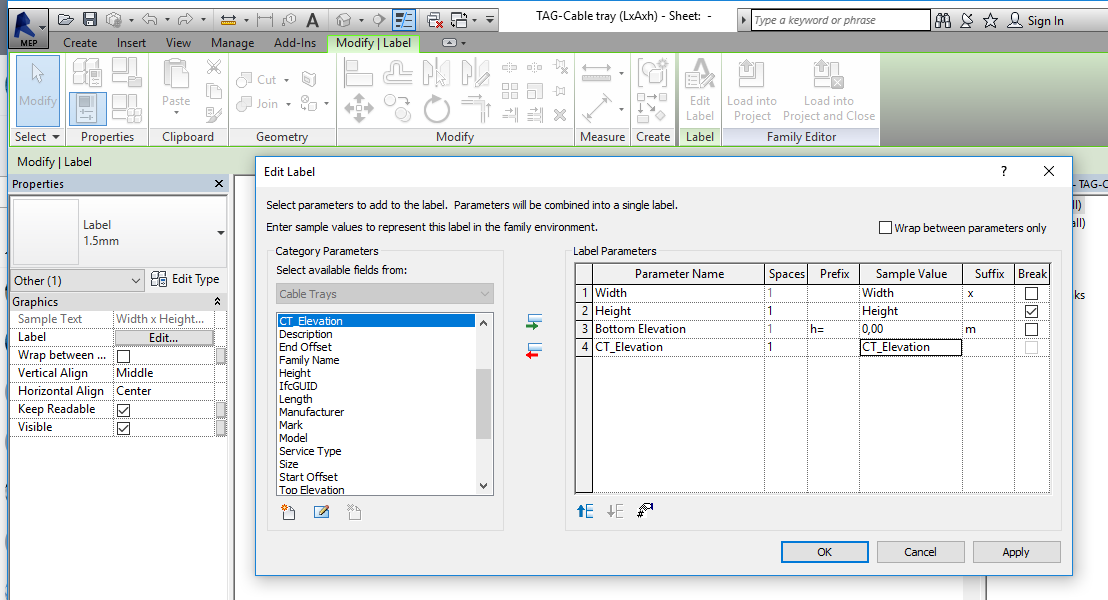 Solved: Cable Tray TAG (height by Elevation instead of Levels ...
