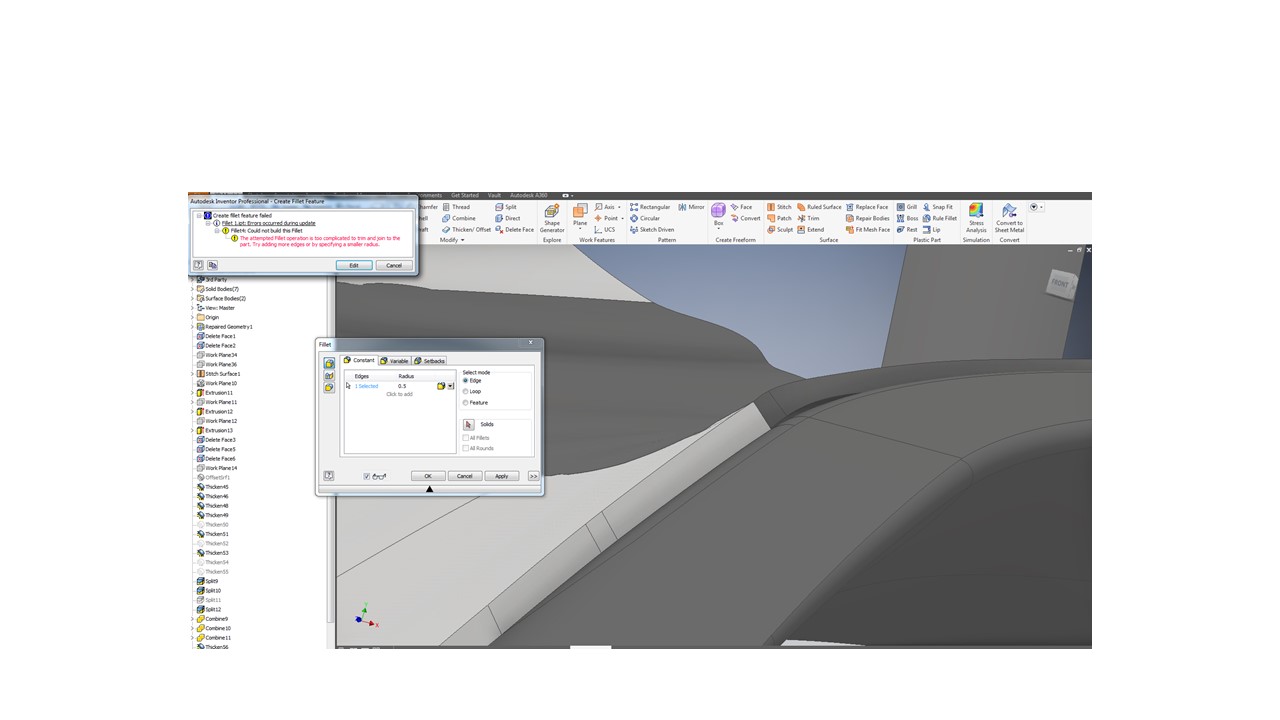 Removing sharp edge using Fillet - Autodesk Community