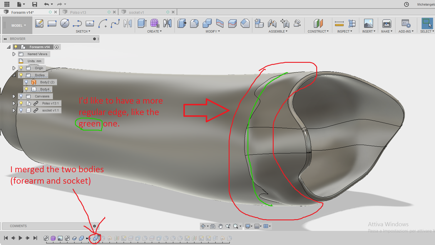 Solved: How can I merge two bodies (built in the sculpt mode) smoothly? - Autodesk Community