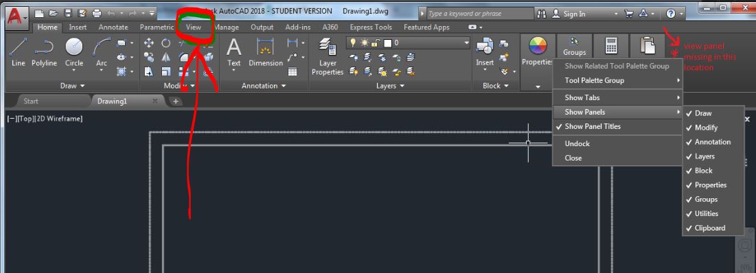 Missing view panel - Autodesk Community