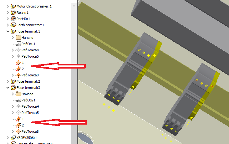 Matching the terminal pin numbers on the schematic and 3D model ...