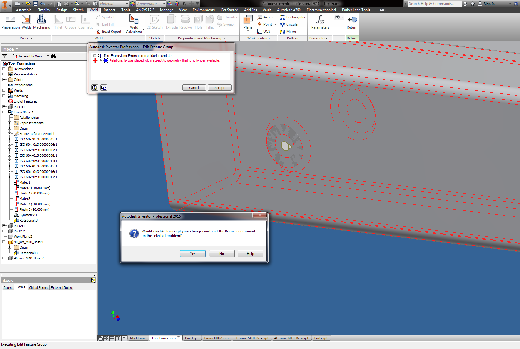 Solved: Welding a threaded boss into a welded frame - Autodesk Community