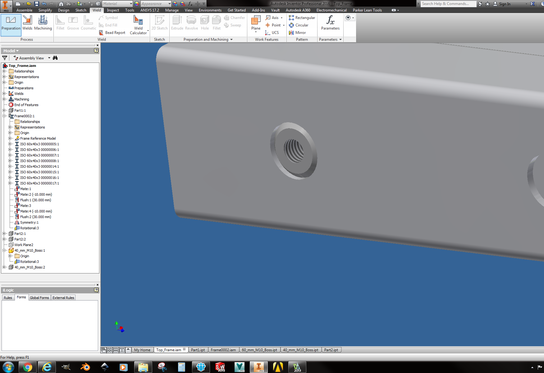 Solved: Welding a threaded boss into a welded frame - Autodesk Community