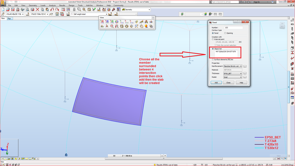 Solved: Loads on dome. How to create a surface over a series of nodes ...
