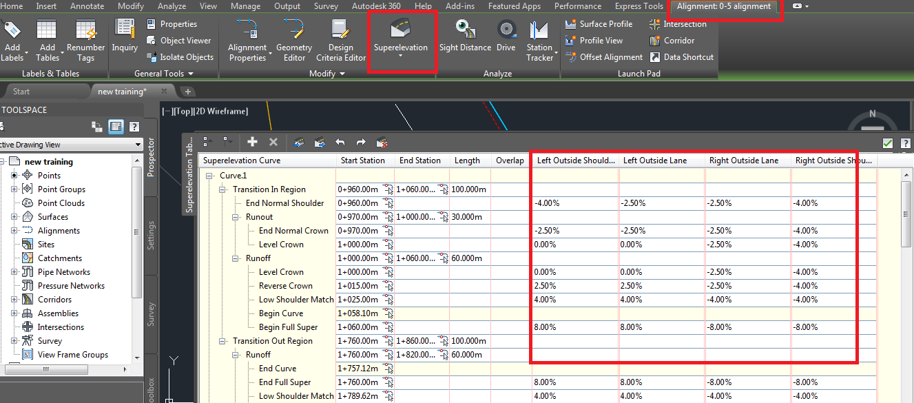 Solved: Superelevation on cross sections showing diffrently to calculations - Autodesk Community