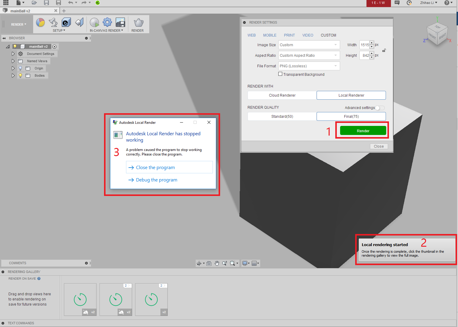 Local rendering failure: "rendering not found" etc. - Autodesk Community
