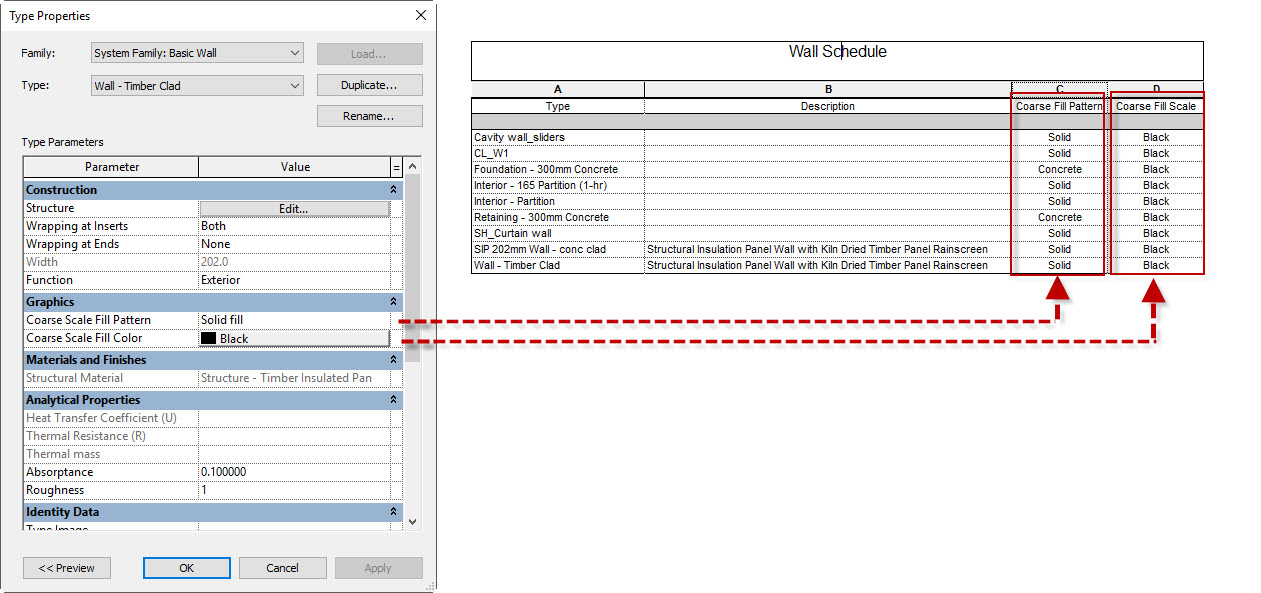 Add Wall Coarse Fill Patterns to Wall Schedule ... - Autodesk Community