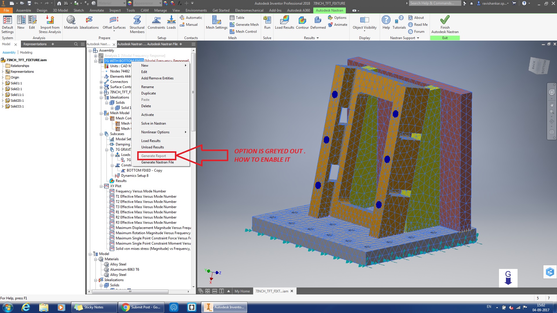 Not able to generate report for MODAL FREQUENCY RESPONSE ANALYSIS - Autodesk Community