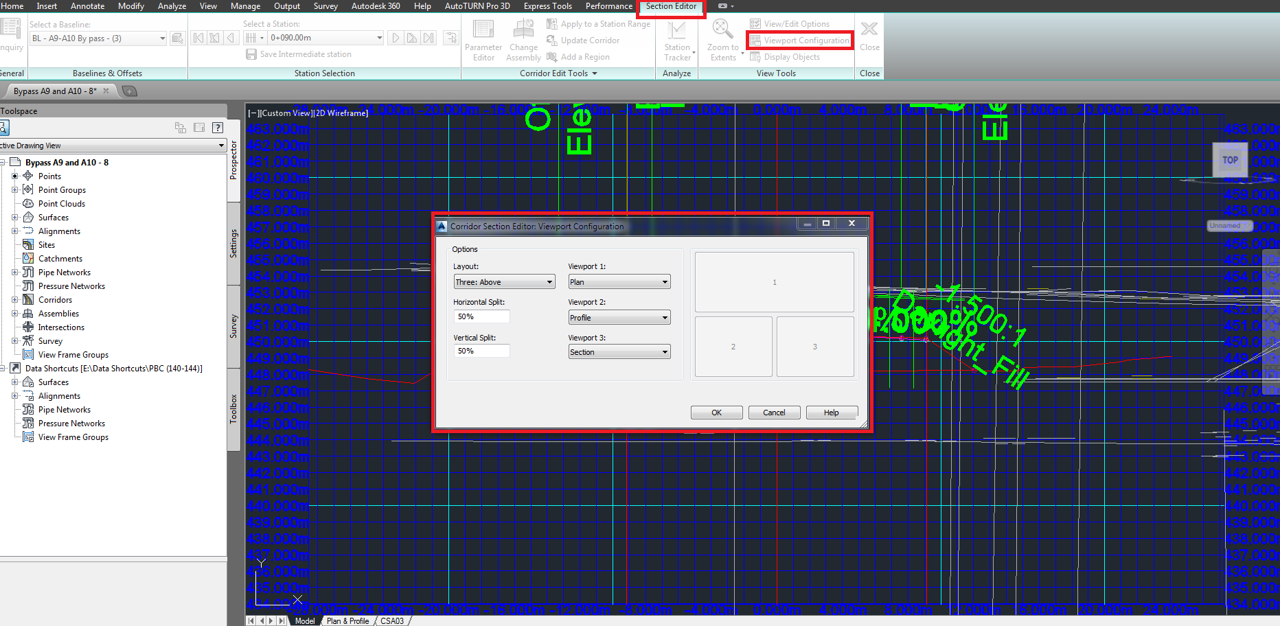 Box inside corridor section editor section vieport limiting surface - Autodesk Community