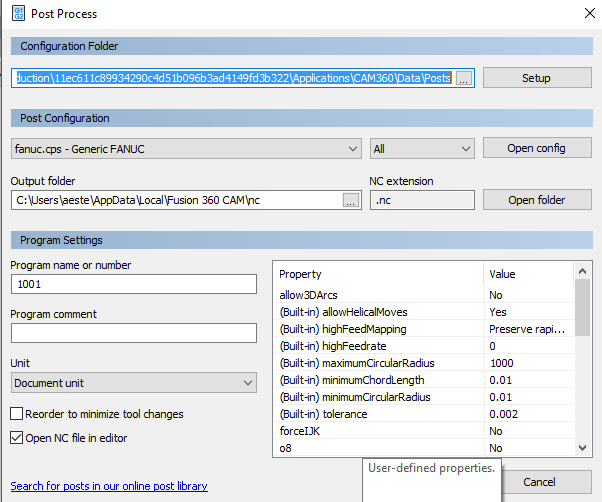 Solved: Post Processor won't post NC file at all. - Autodesk Community