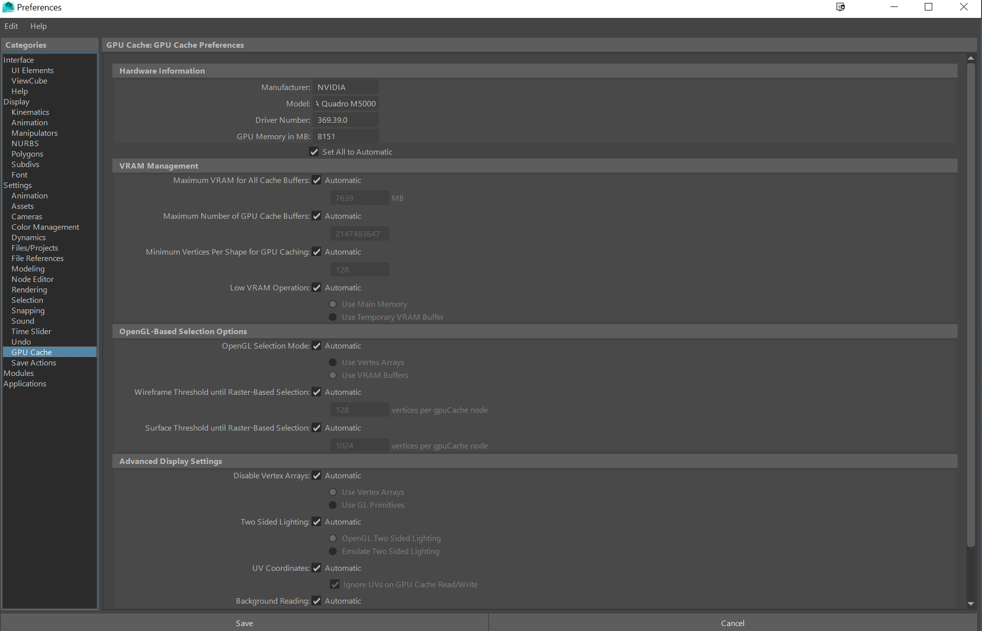 Solved: Missing GPU Cache preferences - Maya 2016, Mac OS 10.11.6 - Autodesk Community