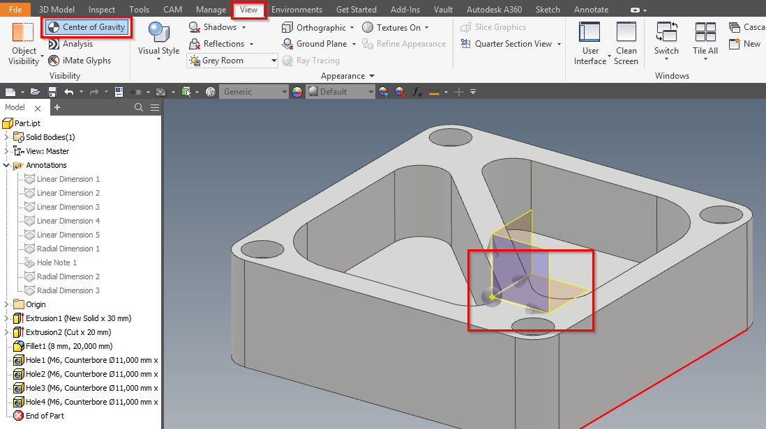 Center of Gravity 3D Plane Visibility in Assembly Stuck On - Autodesk ...