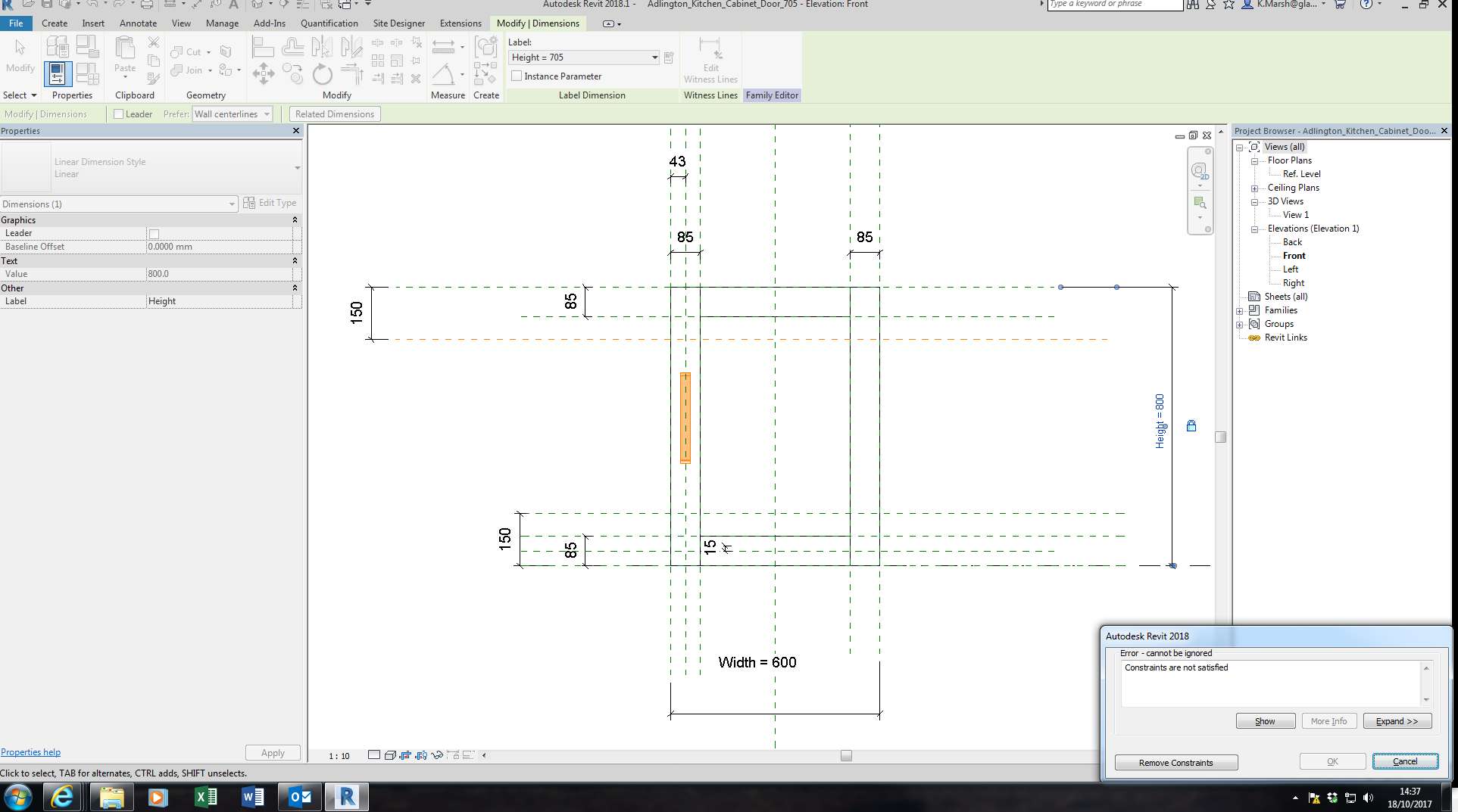Solved How To Make A Door Handle Relative The Top Corner Of Parametric ...