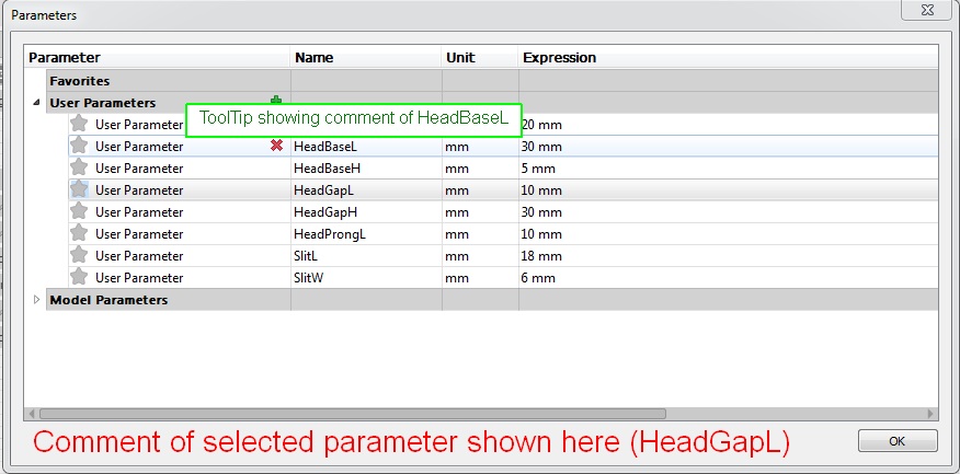 Display user-parameter comment in window and/or tooltip - Autodesk Community