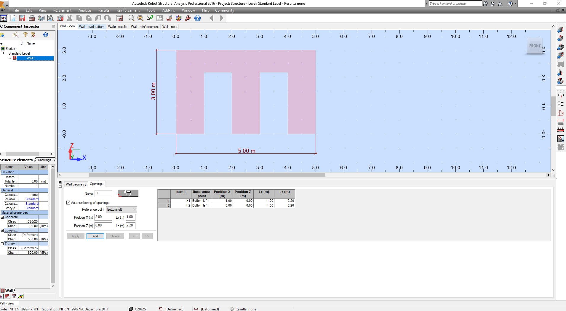 Can I use RSA to design (reinforcement) this concrete wall with door ...
