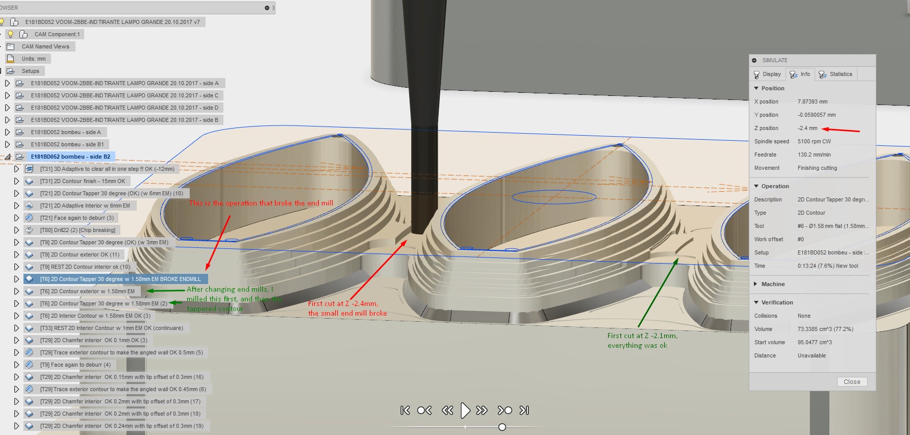 Solved: 2D contour with 0.5mm stepdown, is milling straight from -3.0mm - Autodesk Community