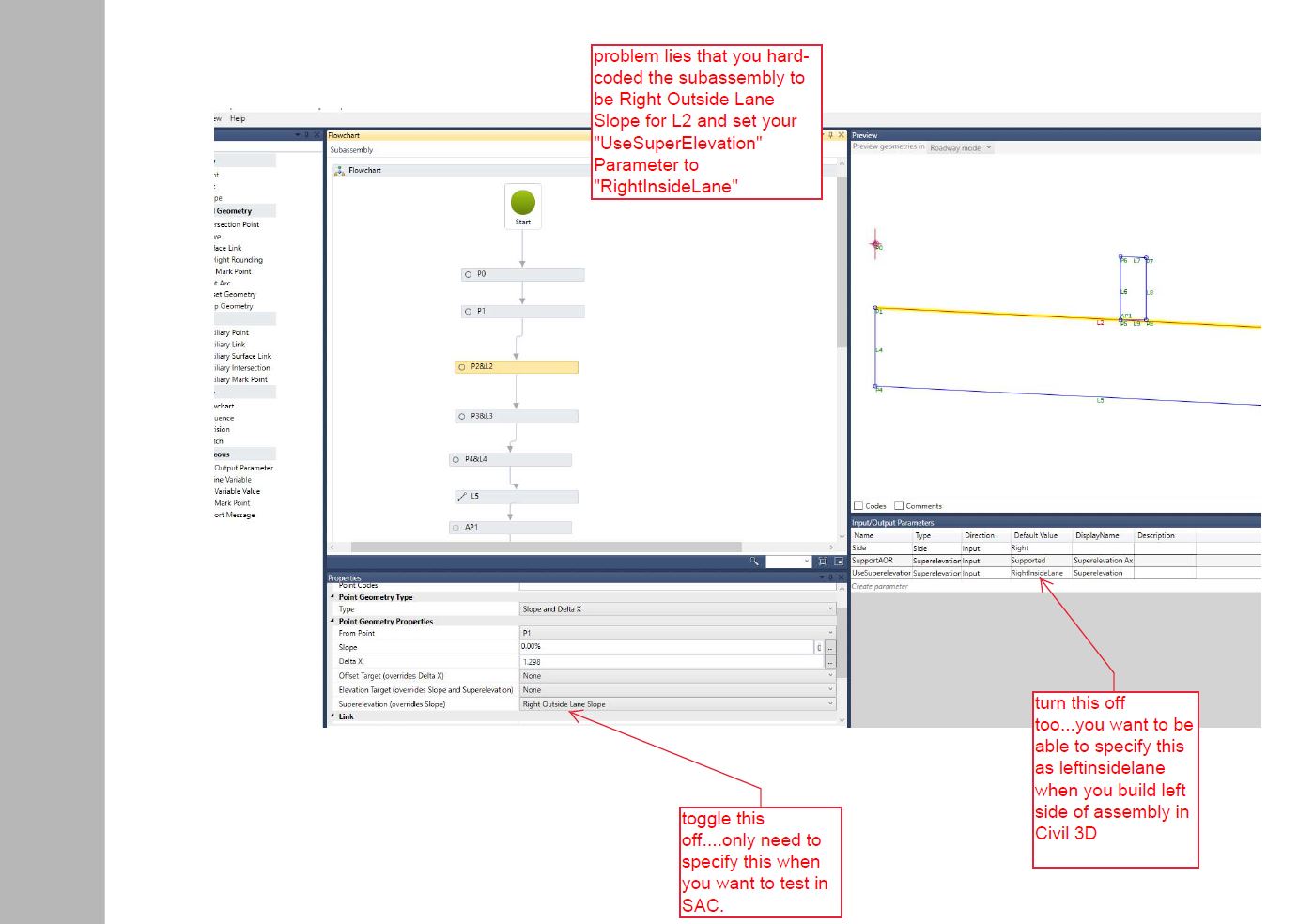 Subassembly composer and AOR issues for rail subassembly using CANT - Autodesk Community