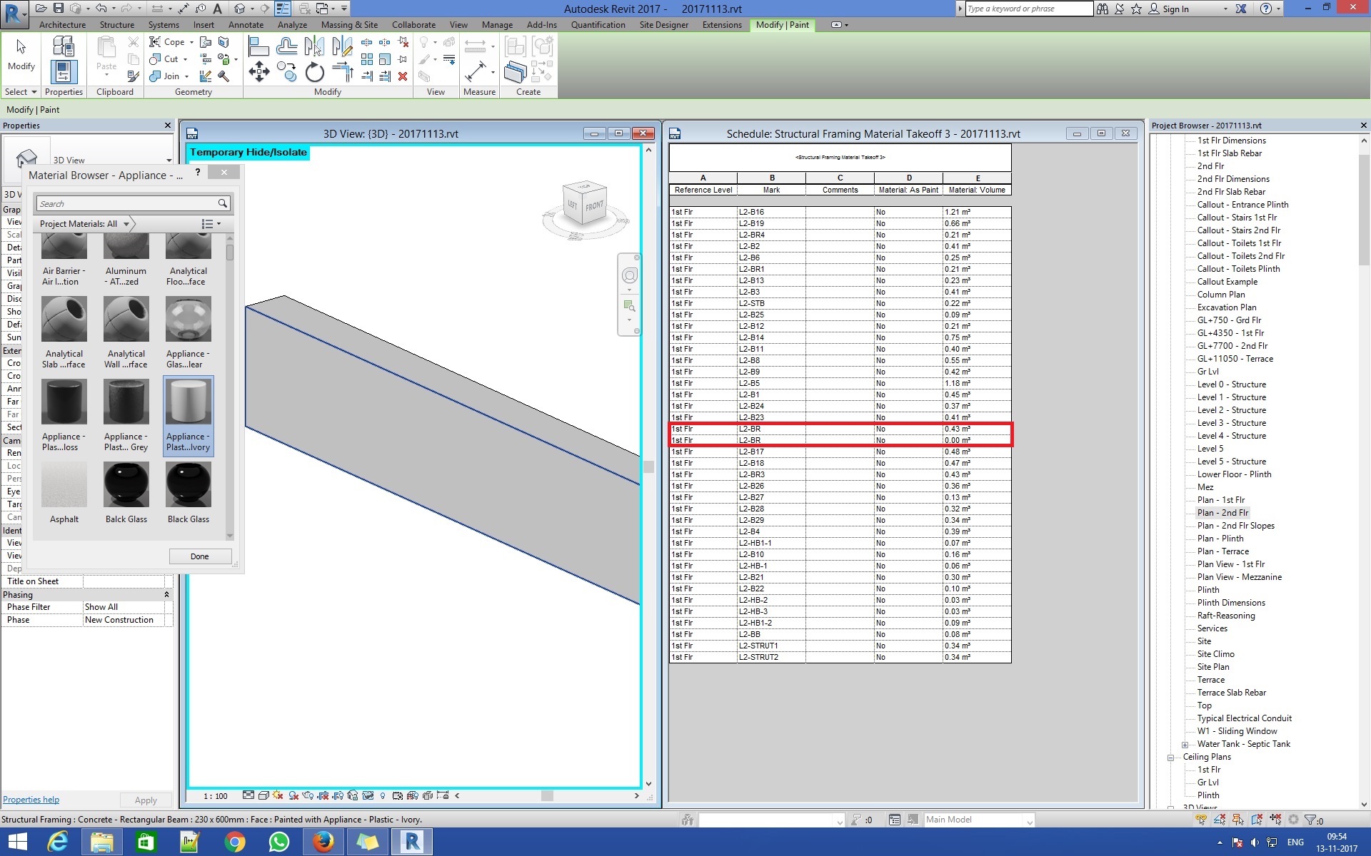 Solved: Structural framing area measurement minus slab thickness ...