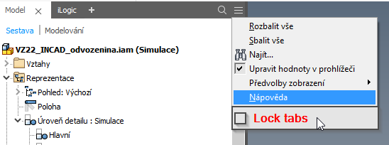 Ability to Lock Inventor Browser Tabs - Autodesk Community