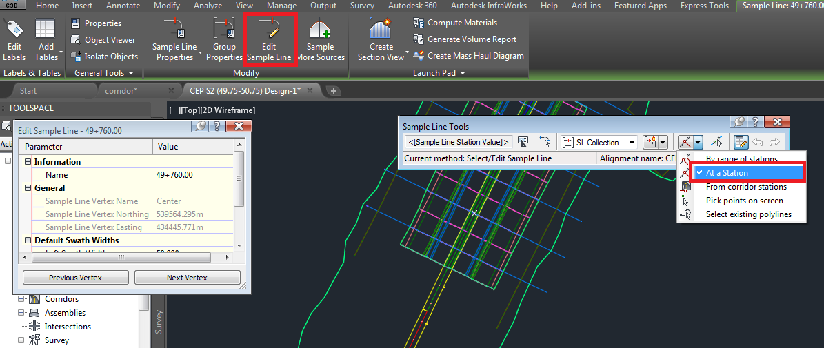 how to add a sample line to a SLG at a specific staion? - Autodesk ...