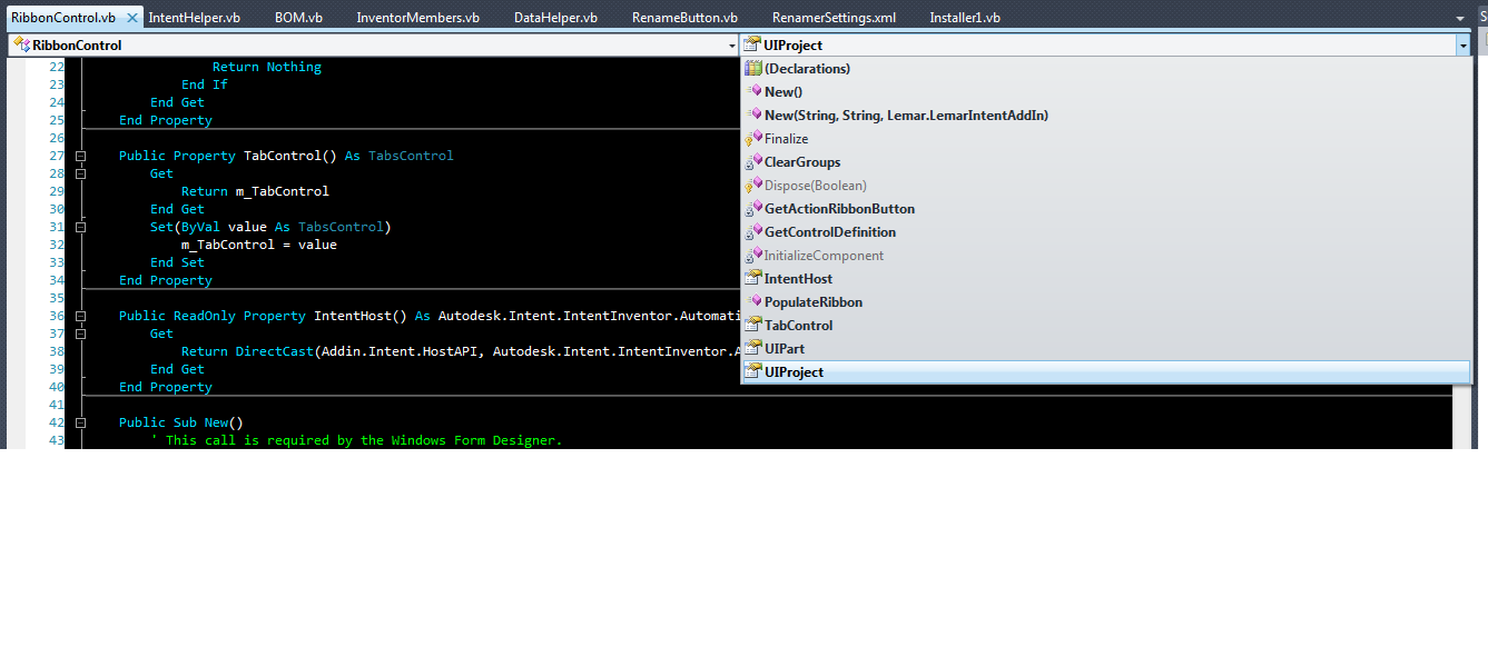 Child, Method, and Rule Dropdown lists as it is in Visual Studio ...